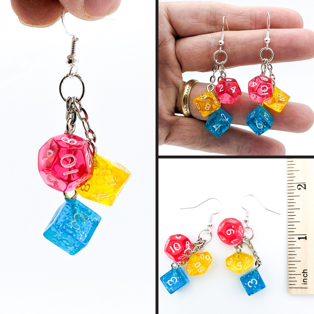 Mini Pan Pride Dice Earrings - Pansexual Pride – Five Volt Logic